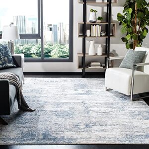 safavieh amelia collection 5' square ivory/blue ala700a modern abstract non-shedding living room bedroom area rug