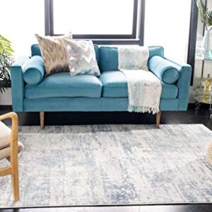 SAFAVIEH Amelia Collection 5' Square Ivory/Blue ALA700A Modern Abstract Non-Shedding Living Room Bedroom Area Rug