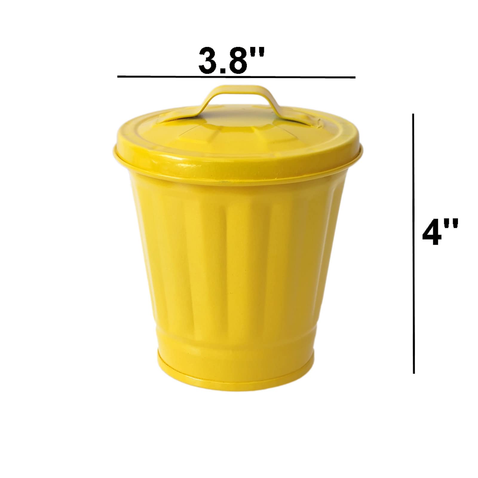 AITING Mini Trash can & Iron Garbage can Pencil Cup Holder 2pcs (Yellow)