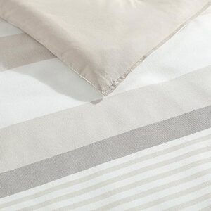 Nautica Duvet Cover Set Cotton Reversible Bedding with Matching Shams, Stylish Home Decor for All Seasons, King, Beige