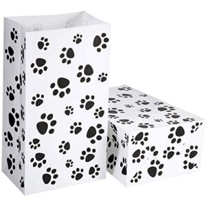 36 Pack Dog Paw Print Gift Paper Bags Dog Paw Print Treat Bags, Paw Print Gift Bags Dog Party Favors Paw Print Goodie Bags Dog Gift Bags Cat Treat Bags for Puppy Pet Treat Party Favor(White Black)