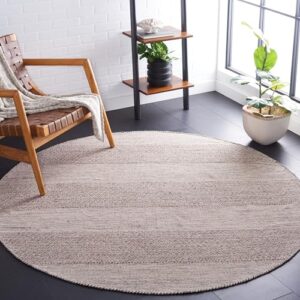 safavieh montauk collection area rug - 8' round, ivory & steel grey, handmade flat weave boho farmhouse cotton tassel fringe, ideal for high traffic areas in living room, bedroom (mtk330m)