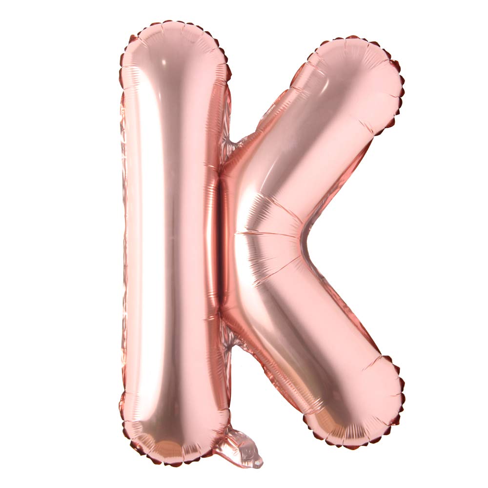 40 inch Letter Rose Gold Alphabet Number Balloon Foil Mylar Party Wedding Bachelorette Birthday Bridal Shower Graduation Anniversary Celebration Decoration fly with helium (40 INCH Rose Gold K)