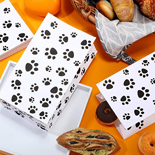 36 Pack Dog Paw Print Gift Paper Bags Dog Paw Print Treat Bags, Paw Print Gift Bags Dog Party Favors Paw Print Goodie Bags Dog Gift Bags Cat Treat Bags for Puppy Pet Treat Party Favor(White Black)