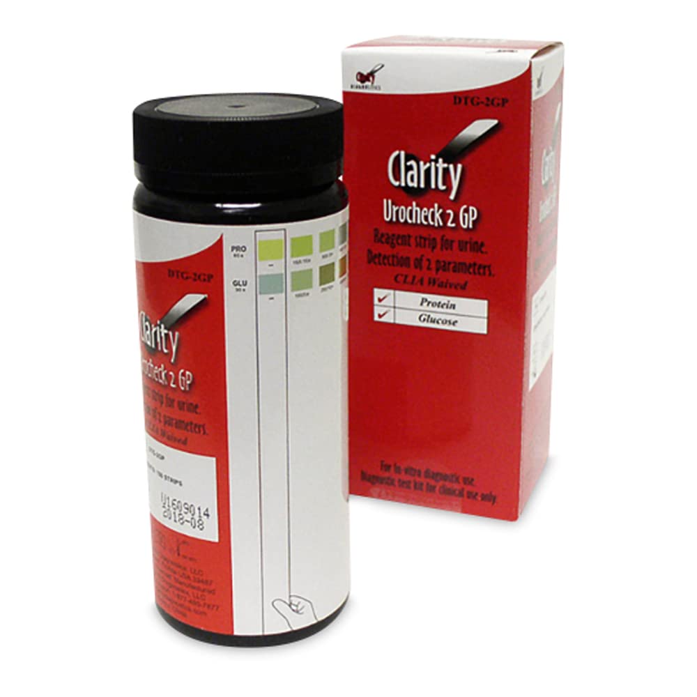 Clarity Diagnostics CLA DTG-2GP Urocheck 2GP Urine Strip, CLIA Waived (Pack of 100)