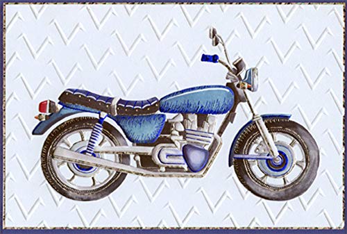 Pictura Blue Foil Motorcycle Bright and Colorful 'Jane' Birthday Card