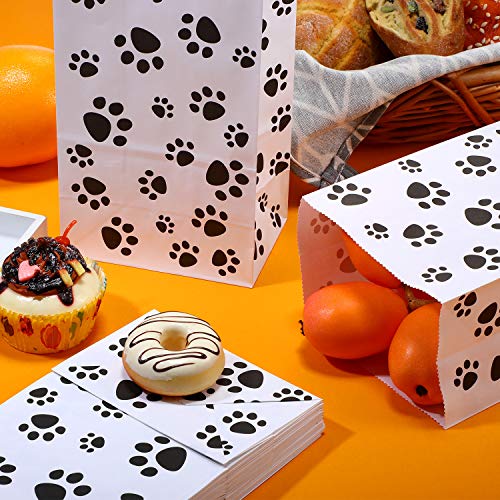 36 Pack Dog Paw Print Gift Paper Bags Dog Paw Print Treat Bags, Paw Print Gift Bags Dog Party Favors Paw Print Goodie Bags Dog Gift Bags Cat Treat Bags for Puppy Pet Treat Party Favor(White Black)