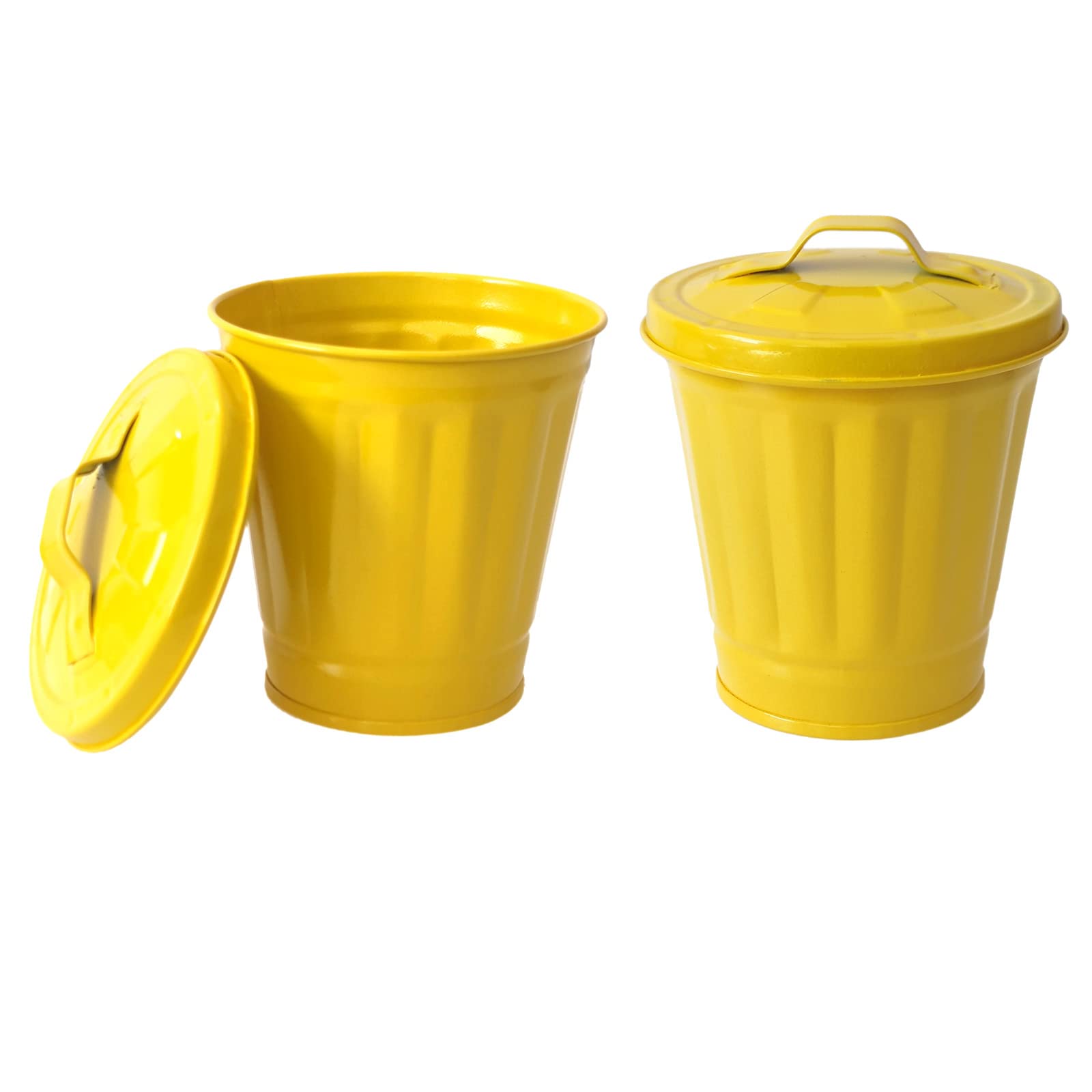 AITING Mini Trash can & Iron Garbage can Pencil Cup Holder 2pcs (Yellow)