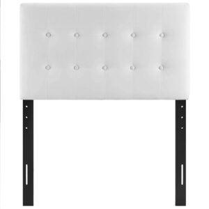 Modway Emily Twin Biscuit Tufted Performance Velvet Headboard, White