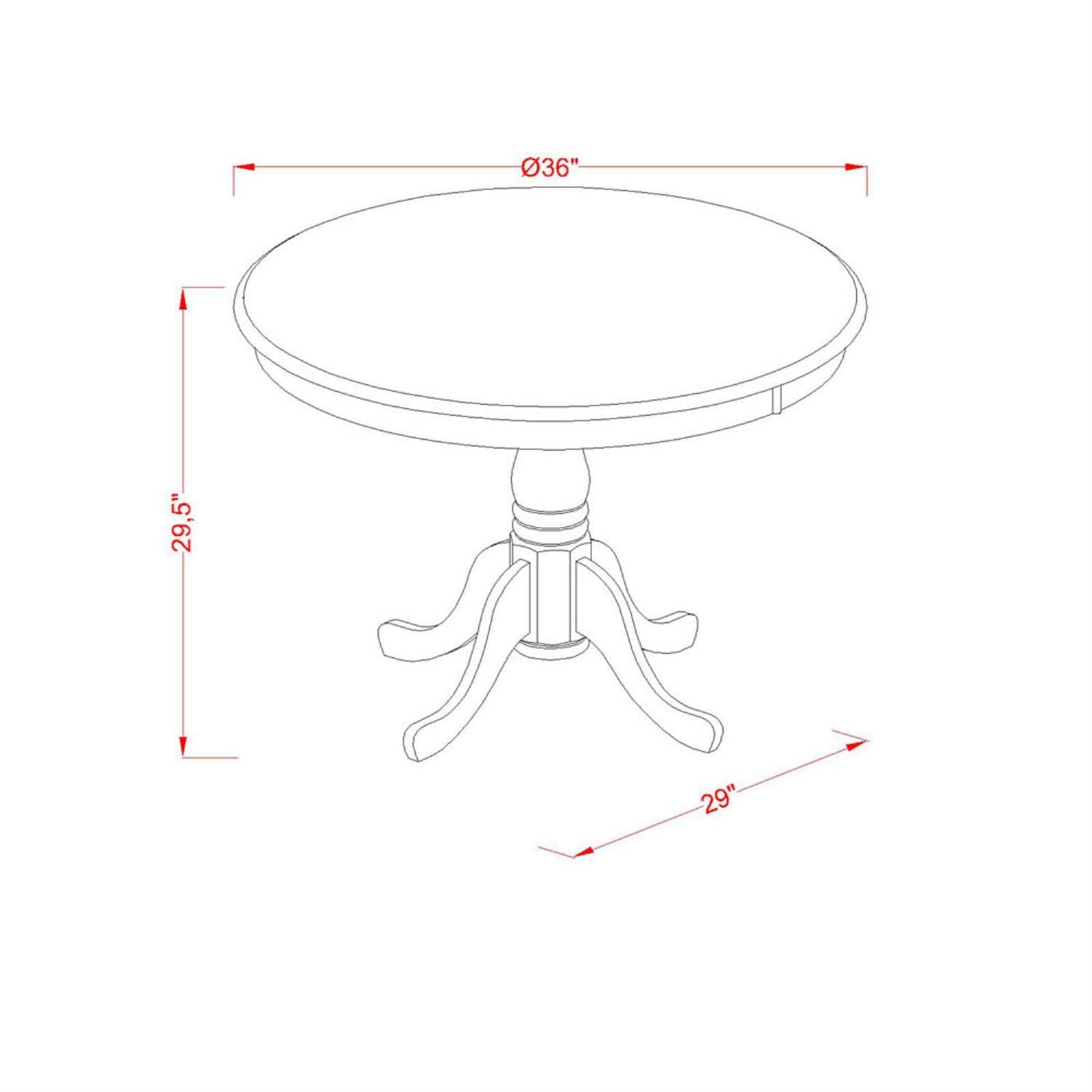 East West Furniture ANCL3-MAH-W 3 Piece Dinette Set for Small Spaces Contains a Round Dining Room Table with Pedestal and 2 Kitchen Dining Chairs, 36x36 Inch, Mahogany