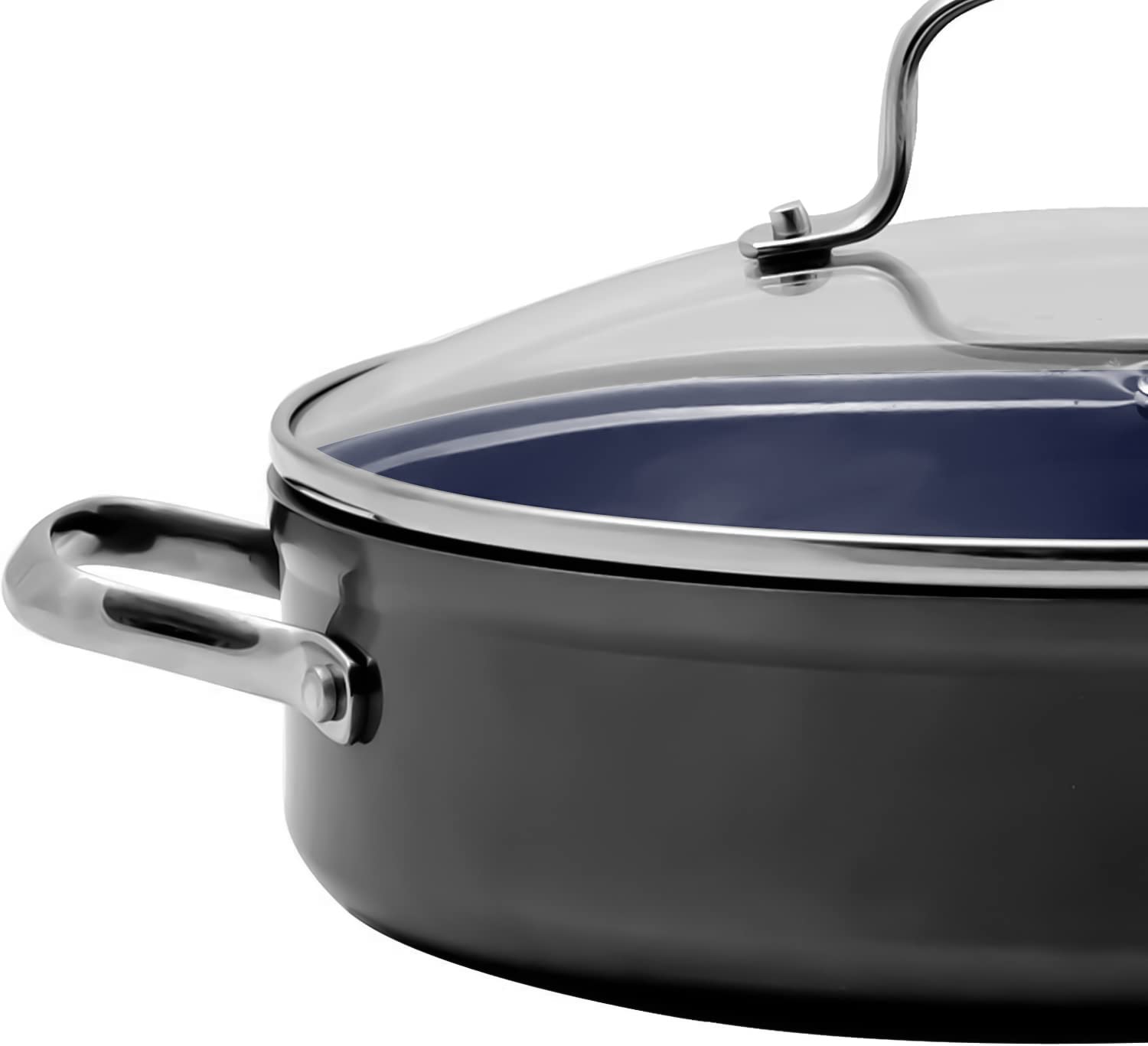 NuWave Forged Lightweight Nonstick 10.5" Grill Pan with Lid, Healthy G10 Duralon Ceramic Coated Deeper Griddle Pan Skillet, PFAS Free, Works on All Cooktops & Induction Ready