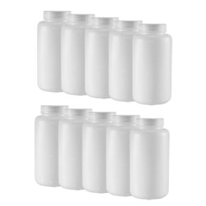 uxcell plastic lab chemical reagent bottle 1000ml/34oz wide mouth sample sealing liquid storage container 10pcs