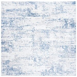 SAFAVIEH Amelia Collection 5' Square Ivory/Blue ALA700A Modern Abstract Non-Shedding Living Room Bedroom Area Rug