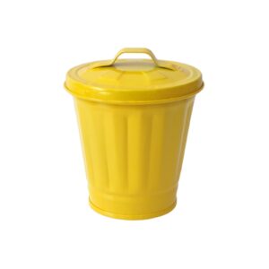 AITING Mini Trash can & Iron Garbage can Pencil Cup Holder 2pcs (Yellow)