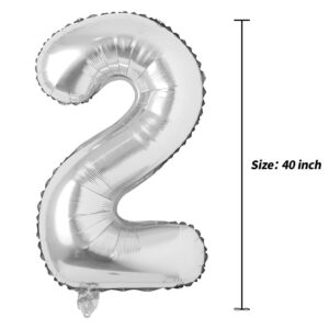 40 inch Letter Balloons Silver Alphabet Number Balloon Foil Mylar Party Wedding Bachelorette Birthday Bridal Shower Graduation Anniversary Celebration Decoration can fly with helium (40 INCH Silver 2)