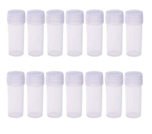 lassum 50 pcs plastic sample bottles mini clear storage case with lid, 5ml small bottle vial storage