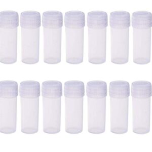 LASSUM 50 Pcs Plastic Sample Bottles Mini Clear Storage Case with Lid, 5ML Small Bottle Vial Storage