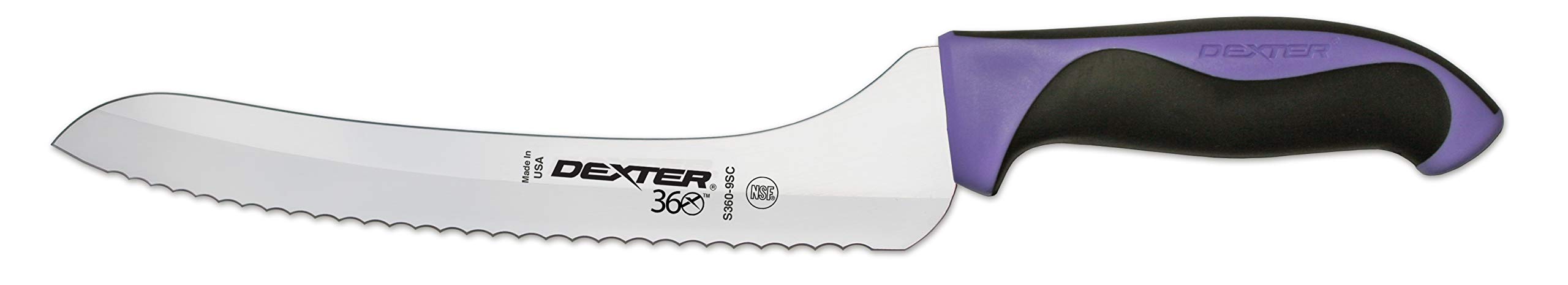 Dexter 9" Scalloped Offset Slicer, Purple Handle