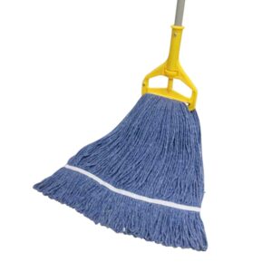 restaurantware rw clean 24 ounce replacement mop head 1 heavy-duty string mop head - mop handle sold separately loop end blue poly-cotton blend wet mop head refill for home or commercial use