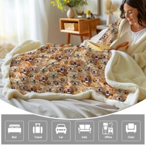 BlessLiving Fuzzy Dogs Blanket for Kids Adults Cute Puppy Fleece Blanket Reversible Animal Pattern Sherpa Throw (Golden Retriever,Throw, 50 x 60 Inches)