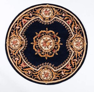 momeni harmony india wool hand tufted medallion blue area rug 4' x 4' round (harm2hai12blu404r)