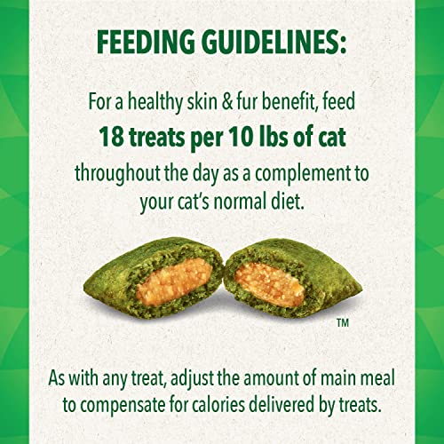 FELINE GREENIES SMARTBITES Skin & Fur Health Crunchy and Soft Natural Cat Treats, Salmon Flavor, 4.6 oz. Pack