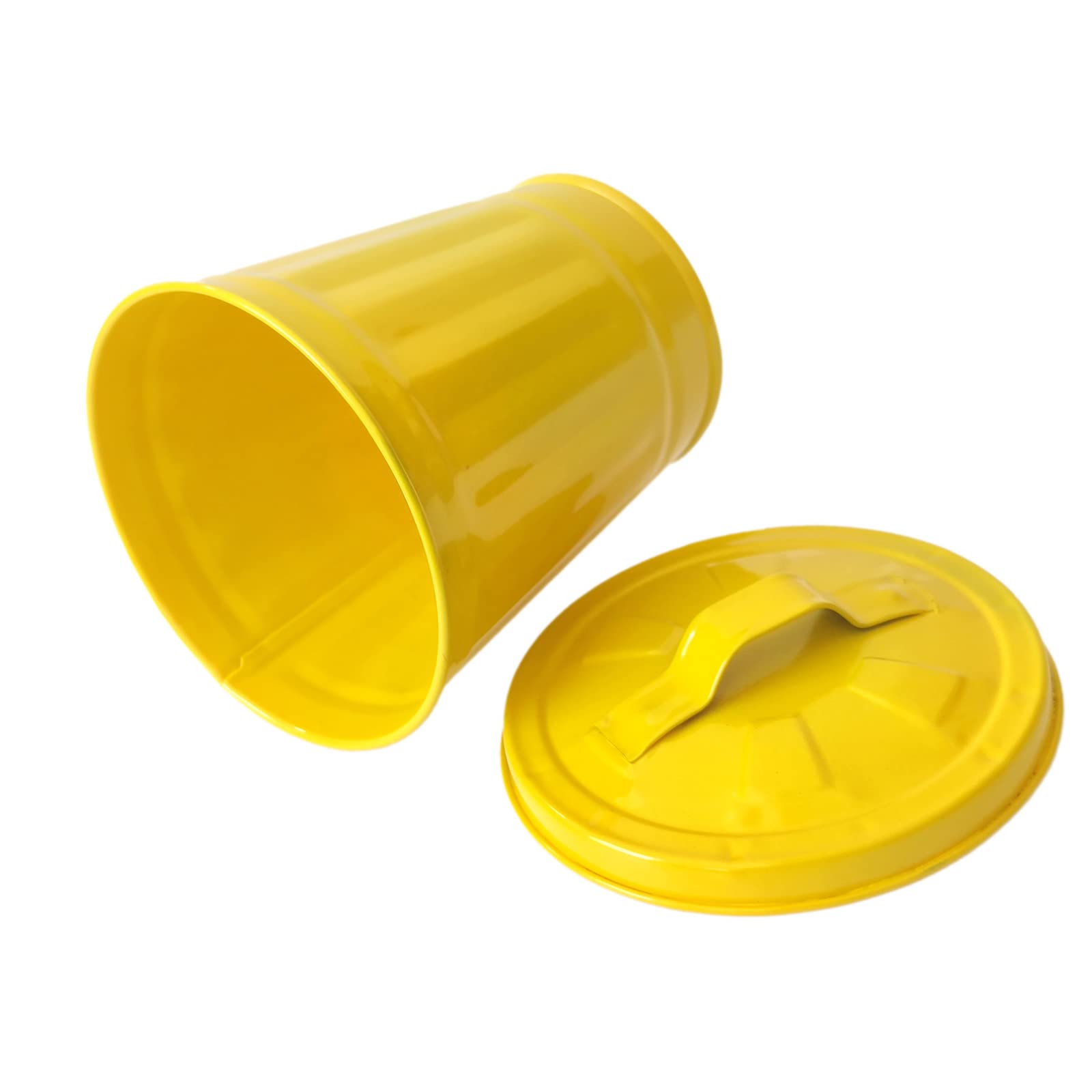 AITING Mini Trash can & Iron Garbage can Pencil Cup Holder 2pcs (Yellow)