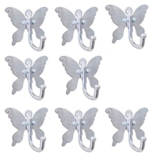 haowei butterfly hook coat hooks for door, 8 pack stainless steel robe hooks for clothes, hats, kitchen, bathroom - universal design for easy installation and organization