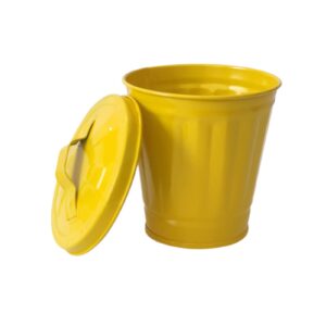 AITING Mini Trash can & Iron Garbage can Pencil Cup Holder 2pcs (Yellow)