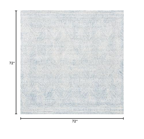 SAFAVIEH Abstract Collection 6' Square Ivory/Blue ABT340M Handmade Premium Wool Area Rug