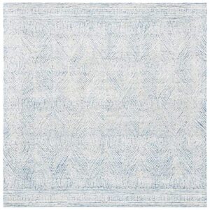 SAFAVIEH Abstract Collection 6' Square Ivory/Blue ABT340M Handmade Premium Wool Area Rug