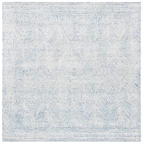 SAFAVIEH Abstract Collection 6' Square Ivory/Blue ABT340M Handmade Premium Wool Area Rug