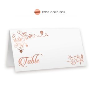 Reserved Table Signs Cards Rose Gold Foil, 20-Pack Table Tent, VIP Place Card, Reserved Rose 5