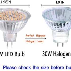 MR16 LED Light Bulbs(4 Pack)-380lm 60LEDs 2835 SMD 3W AC/DC 12V 3000K Warm White,30W Halogen Bulb Equivalent,GU5.3 Bi-Pin Base,Not Dimmable, for Landscape,Recessed Spotlight,Track Lightin