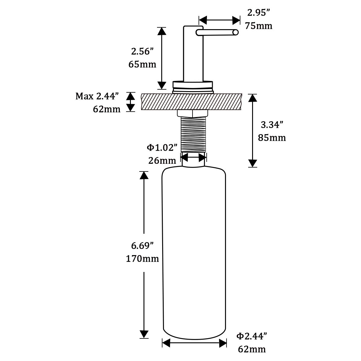 Kitchen Sink Soap Dispenser Champagne Gold Stainless Steel GAPPO Countertop Pump Hand Lotion Built in Bottle