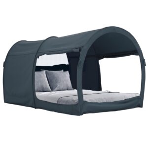 leedor bed tent dream tents bed canopy shelter cabin indoor privacy warm breathable pop up twin size for kids and adult patent pending pitchblack(mattress not included)