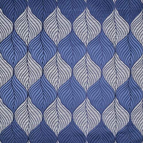 55" Wide Floral Drapery Upholstery Jacquard Fabric Navy Color by The Yard