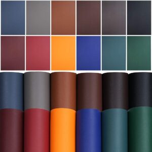 12 Pieces 8x12 Inch(21x30cm) Dark Solid Colors Texture Faux Leather Fabric Sheets Cotton Back for Leather Bows and Earrings Making, Each Color One Sheet, in Total 12 Sheets