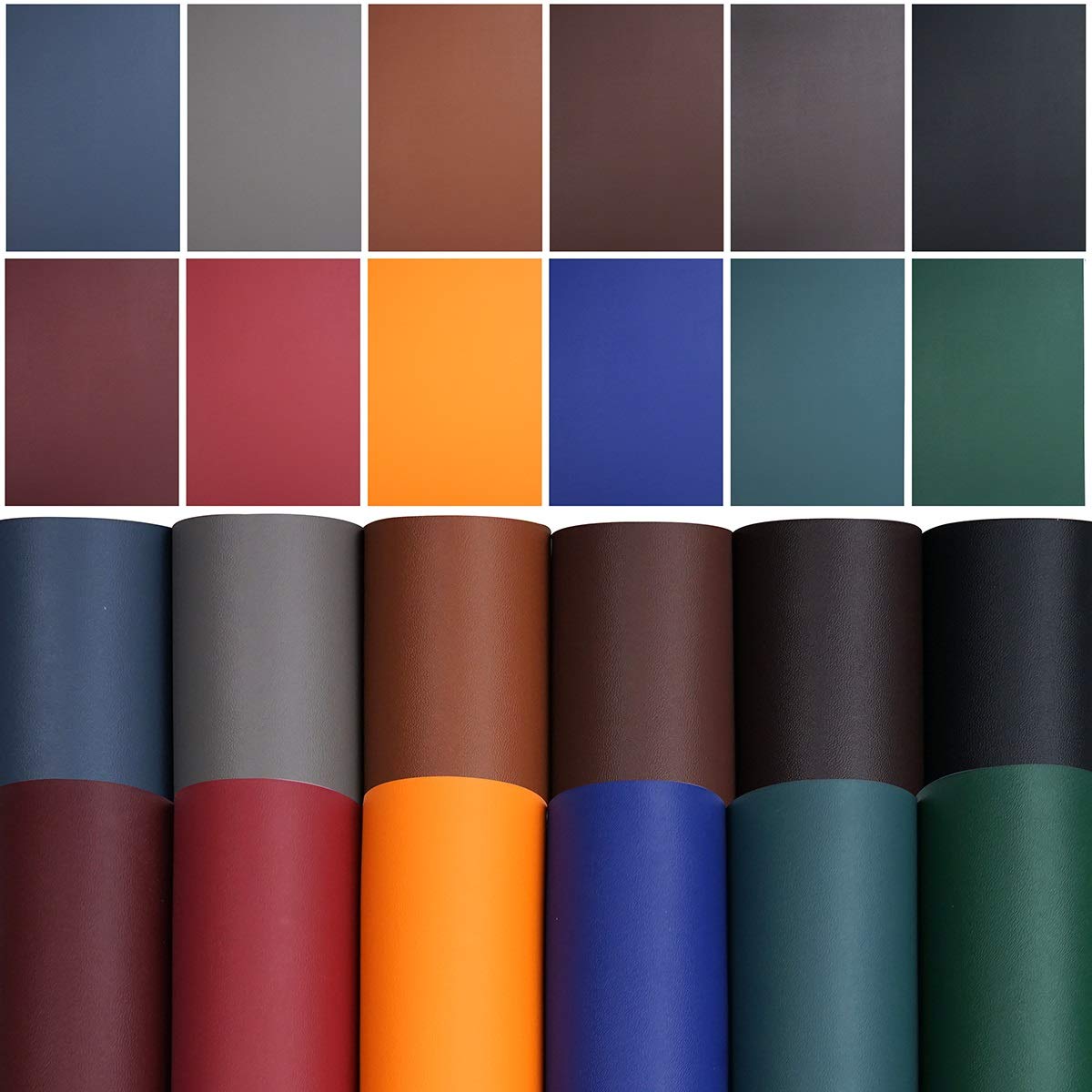 12 Pieces 8x12 Inch(21x30cm) Dark Solid Colors Texture Faux Leather Fabric Sheets Cotton Back for Leather Bows and Earrings Making, Each Color One Sheet, in Total 12 Sheets