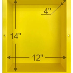 Uni-Green Shower Niche Ready for Tile 16" ×14" × 4" Bathroom Recessed Shower Niche Rectangle Leak Proof Shower Shelf Organizer for Shampoo & Toiletry Storage Yellow