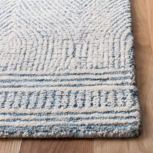 SAFAVIEH Abstract Collection 6' Square Ivory/Blue ABT340M Handmade Premium Wool Area Rug