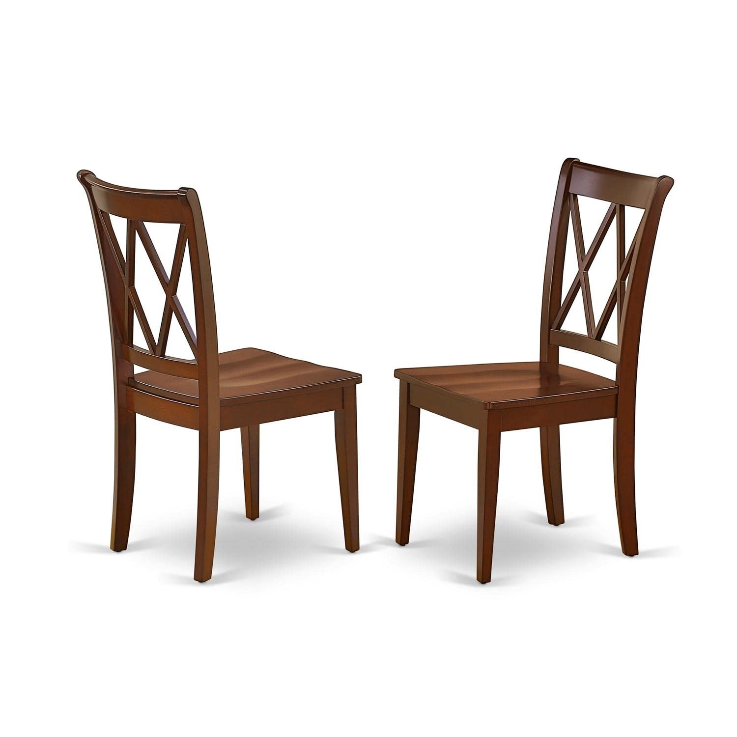 East West Furniture ANCL3-MAH-W 3 Piece Dinette Set for Small Spaces Contains a Round Dining Room Table with Pedestal and 2 Kitchen Dining Chairs, 36x36 Inch, Mahogany