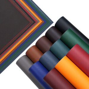 12 Pieces 8x12 Inch(21x30cm) Dark Solid Colors Texture Faux Leather Fabric Sheets Cotton Back for Leather Bows and Earrings Making, Each Color One Sheet, in Total 12 Sheets