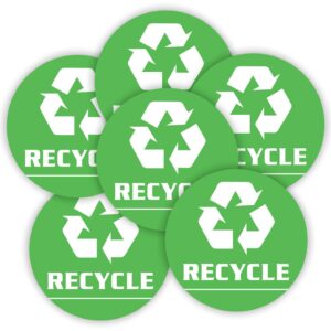 PARTH IMPEX Recycle Sticker - (Pack of 12) 6" Large Round Laminated Vinyl Decals Trash Can Bins Sign Labels