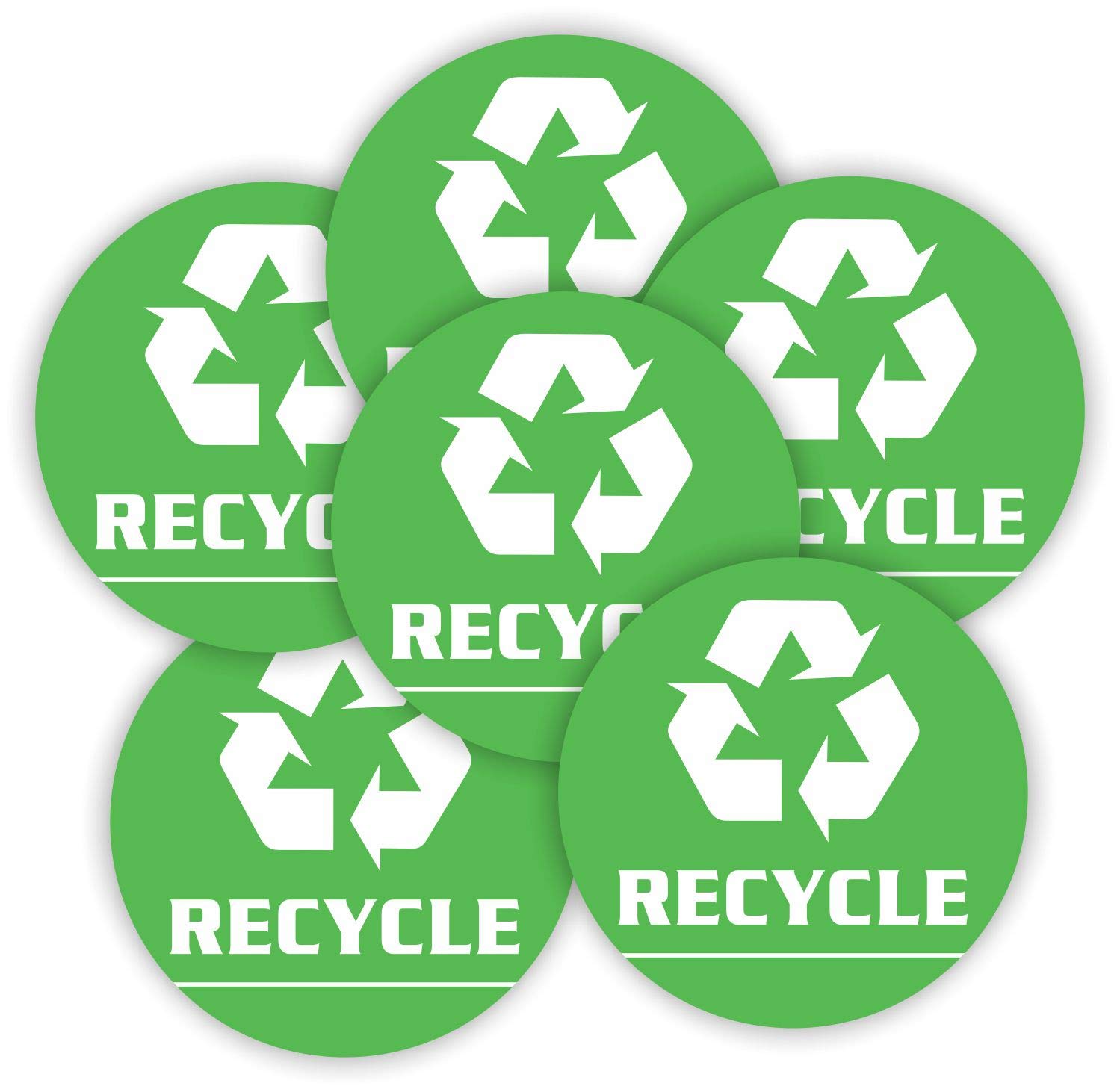 PARTH IMPEX Recycle Sticker - (Pack of 12) 6" Large Round Laminated Vinyl Decals Trash Can Bins Sign Labels