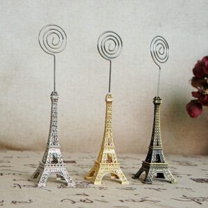 Booluee 6 Pcs Eiffel Tower Base Place Card Holders, Metal Wire Table Photo Holder Table Number Card Holders Table Pictures Stand Memo Note Clip for Home Office Wedding Party (Gold)