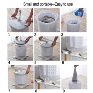 LPGY Portable Eco Mini Washing Machine | Hand Cranked Manual Clothes Non-Electric Washing Machine and Spin Dryer,Easy to Use, Suitable for RVs, Camping