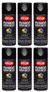 krylon 6-pack of 12 oz k02732007 black fusion all-in-one paint & primer spray paint, satin