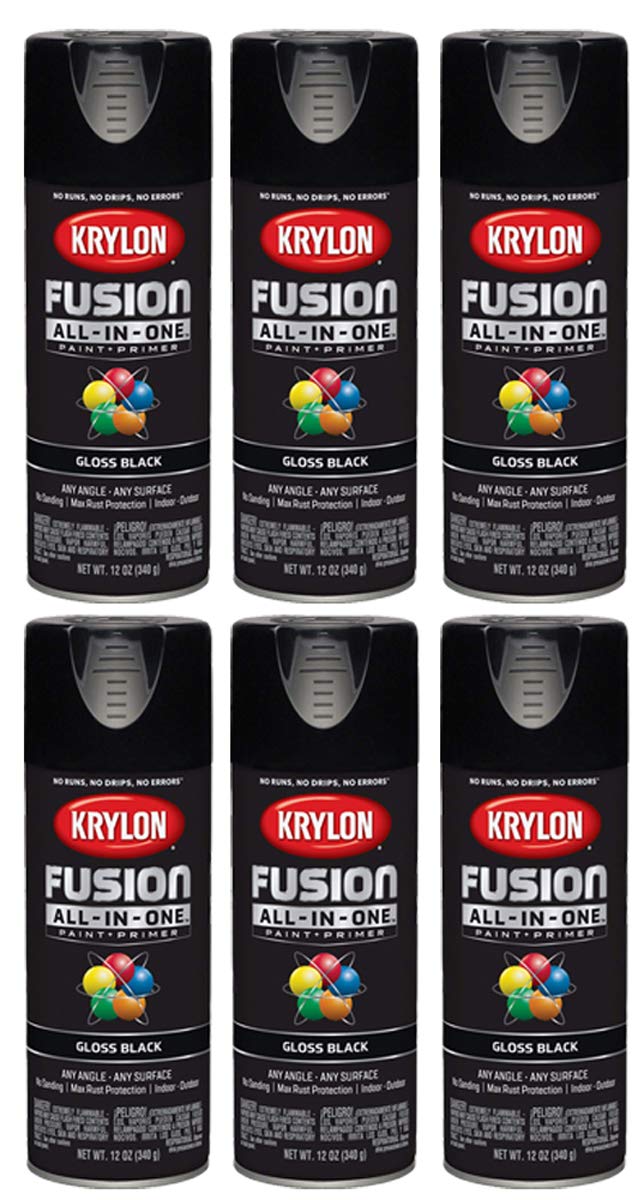 Krylon 6-Pack of 12 oz K02732007 Black Fusion All-In-One Paint & Primer Spray Paint, Satin