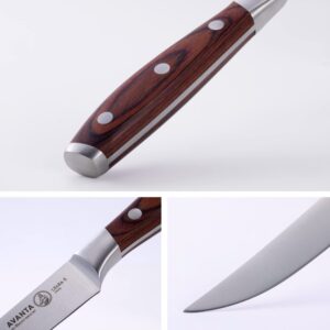 Messermeister Avanta 5” Fine Edge Steak Knife Set - Pack of 2 - German X50 Stainless Steel - Rust Resistant & Easy to Maintain - 8 Steak Knives Total